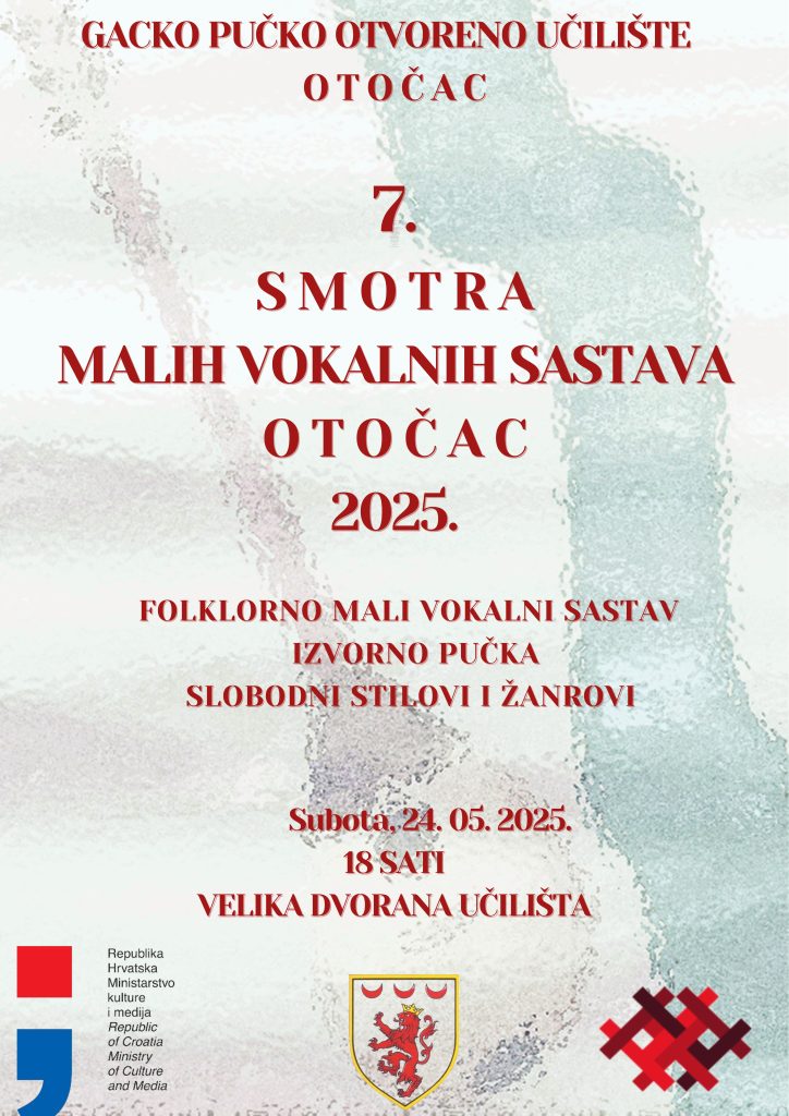 7. Smotra malih vokalnih sastava Otočac 2025. - Gacko pučko otvoreno učilište Otočac